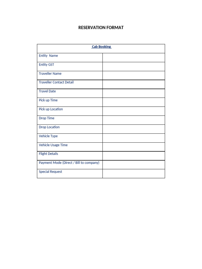 Booking Format ECRS | PDF