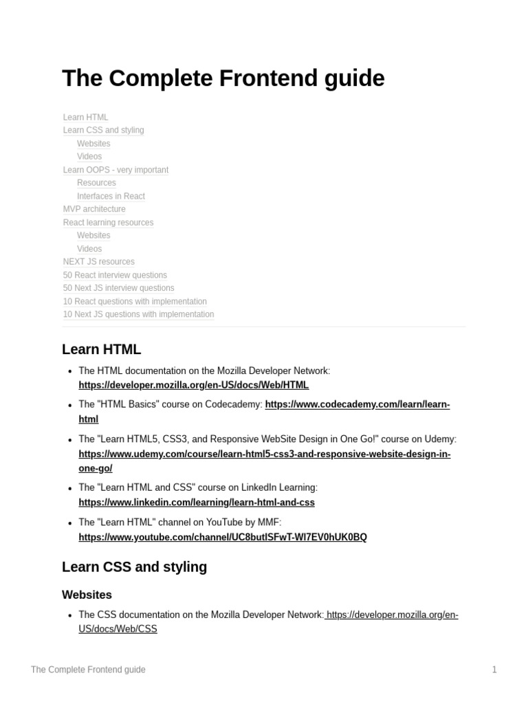 The Complete Frontend Guide | PDF | Class (Computer Programming ...