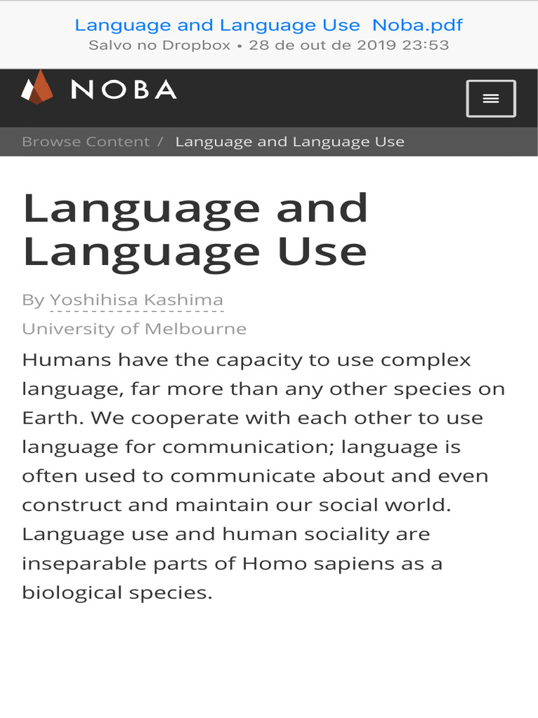 Language and Language Use Noba | PDF | English Language | Thought