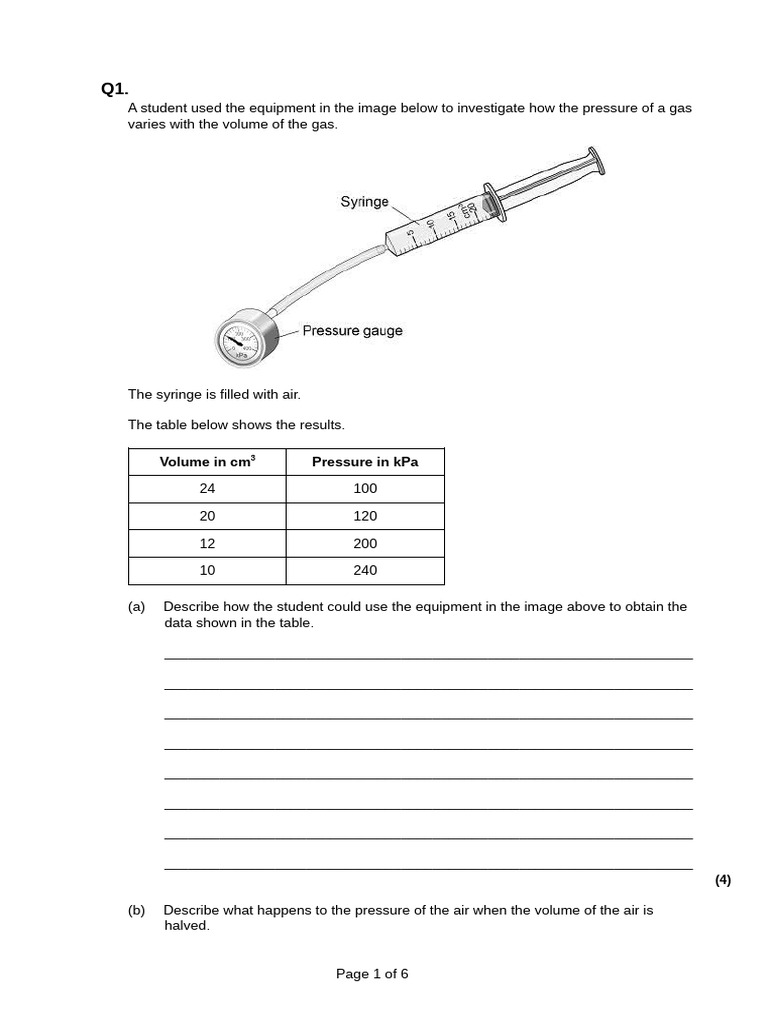 Pressure PPQs | PDF | Gases | Pressure