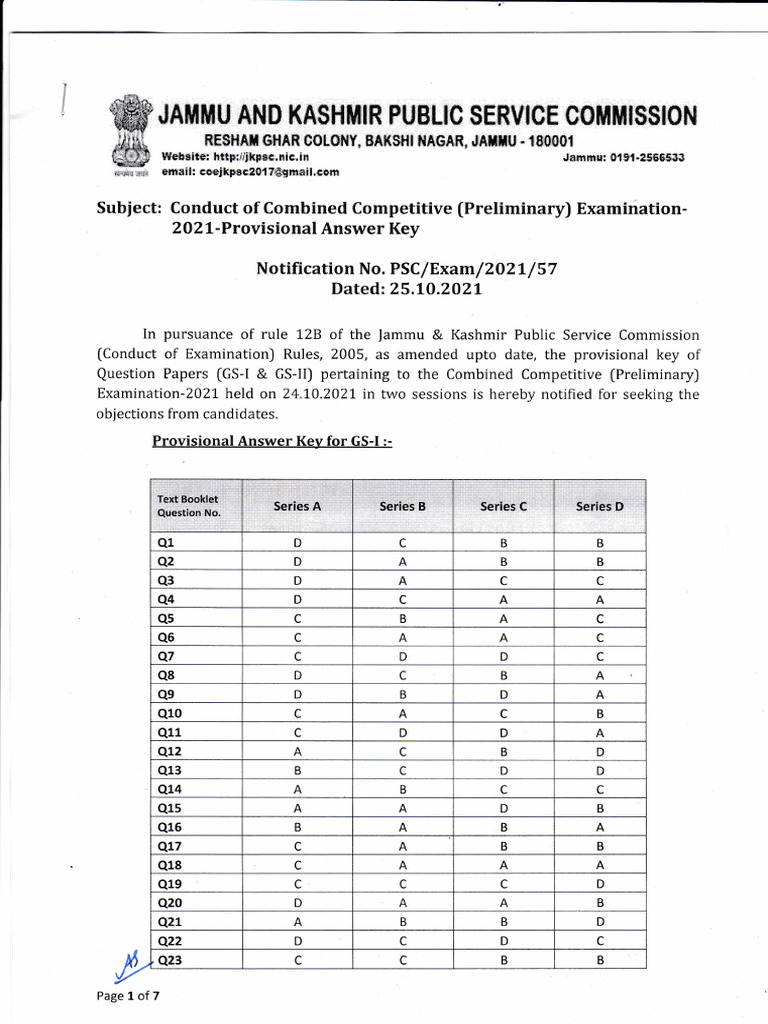 Answer Key 2021 - Provisional | PDF