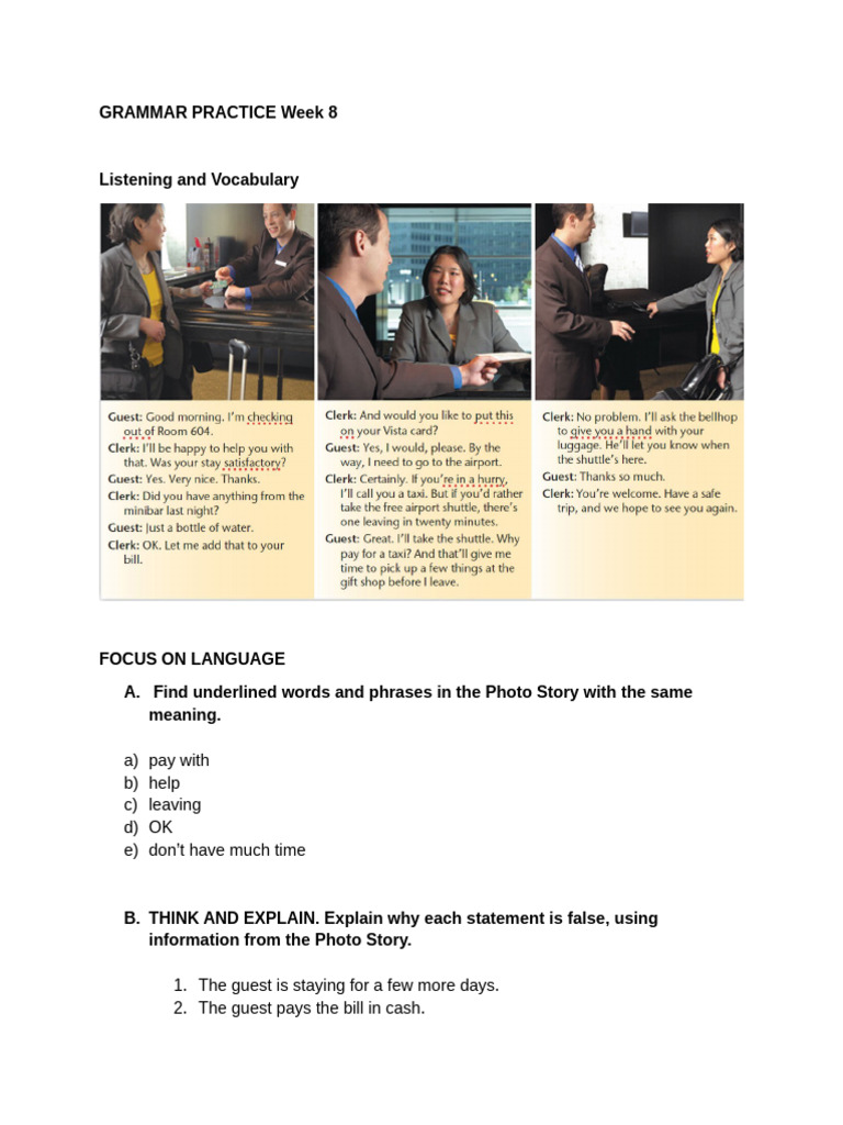 Grammar and Vocabulary Practice | PDF | Linguistics | Grammar