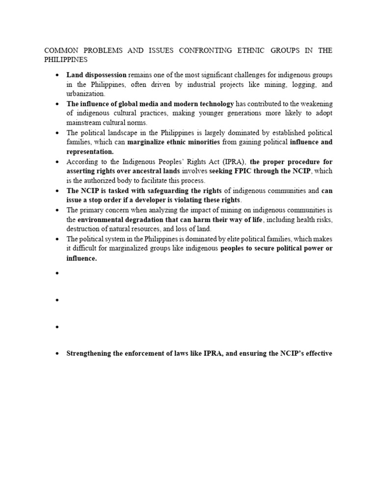 Issues Facing Ethnic Groups in the Philippines | PDF | Indigenous ...