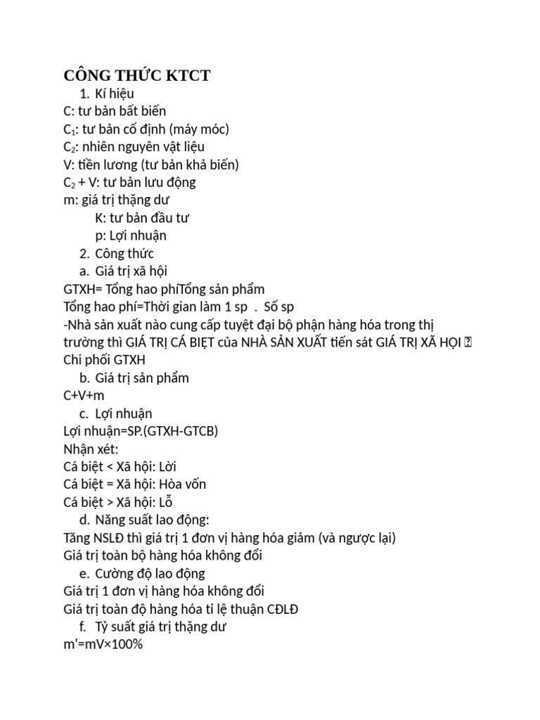 Công Thức KTCT | PDF