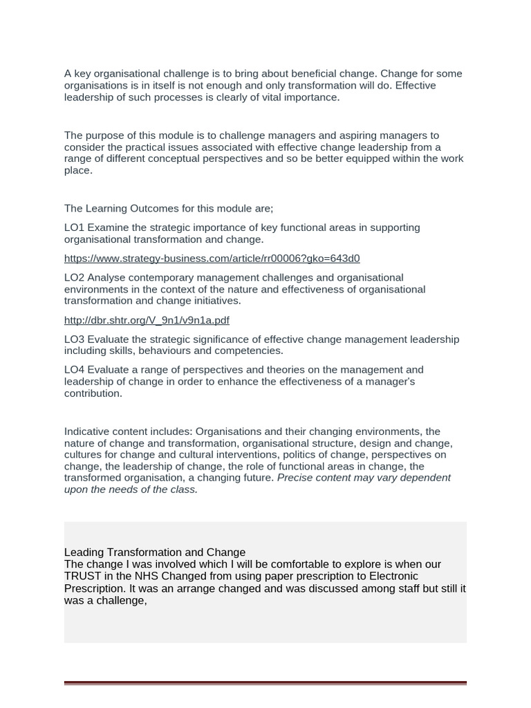 Change management | PDF | Leadership | Behavior