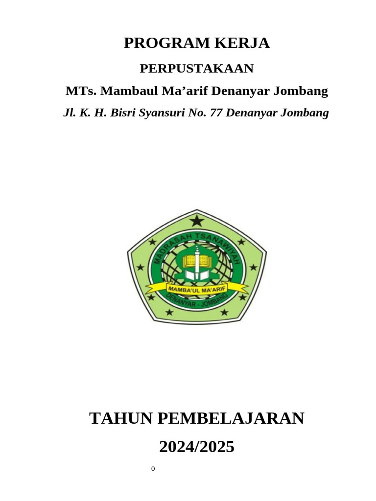 PROGRAM KERJA PERPUS 2024 | PDF