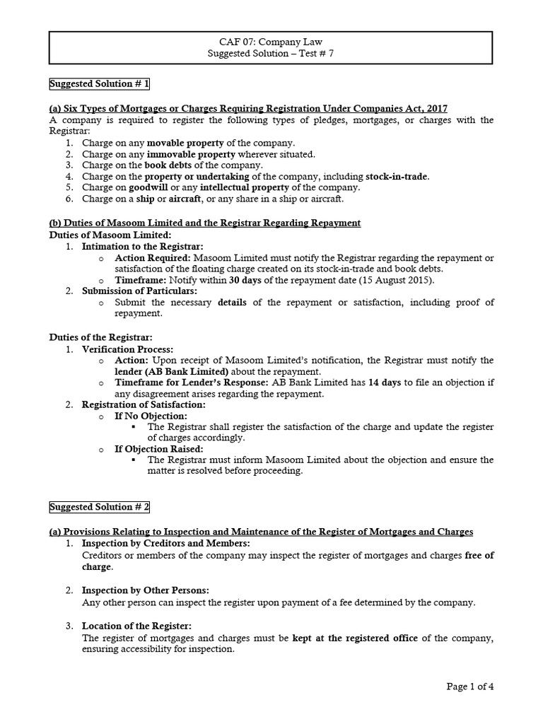 Test 7 - Suggested Solution | PDF | Mortgages | Liquidation