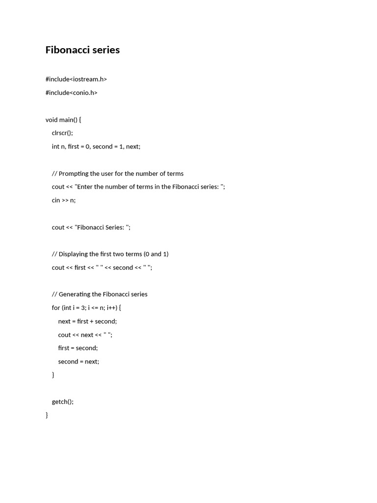 Fibonacci Series | PDF