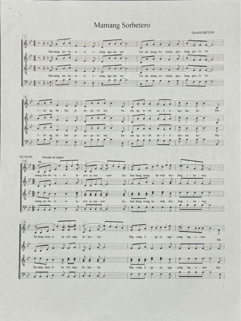 SHSChorale Mamang Sorbetero | PDF
