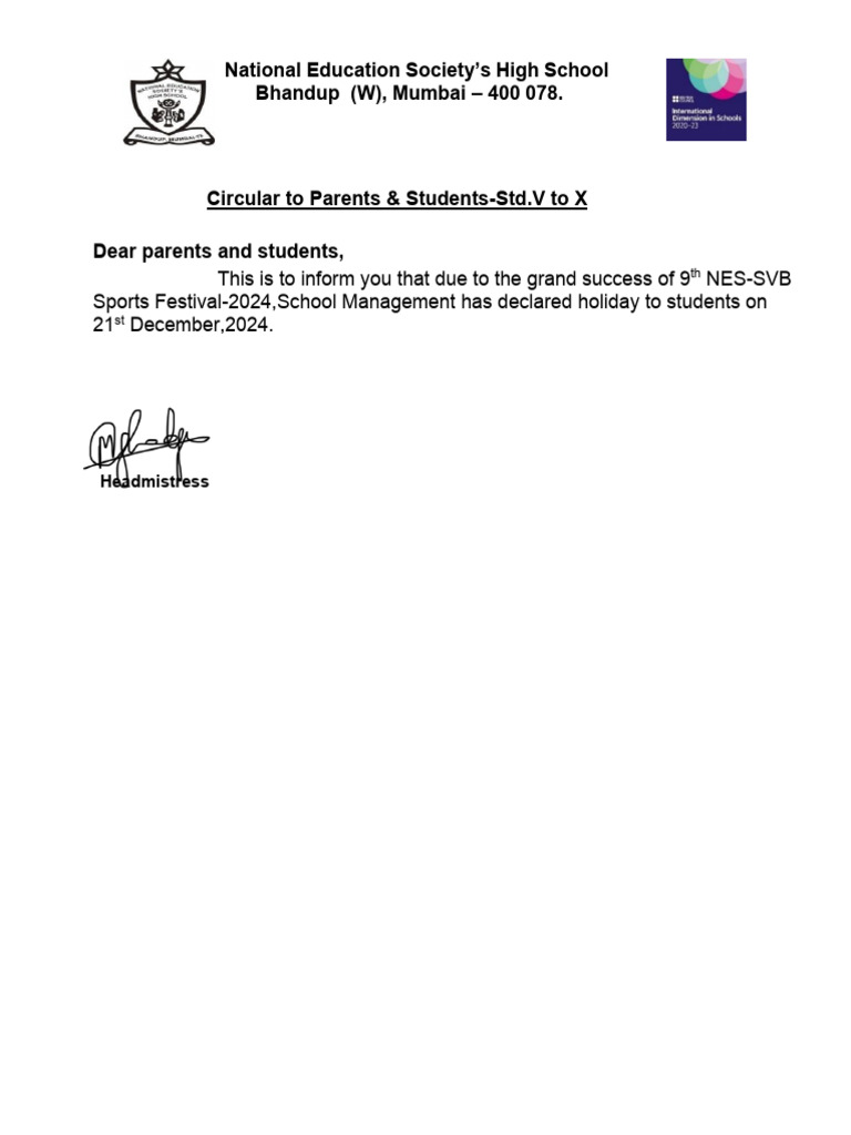 Circular to parents-V to X | PDF