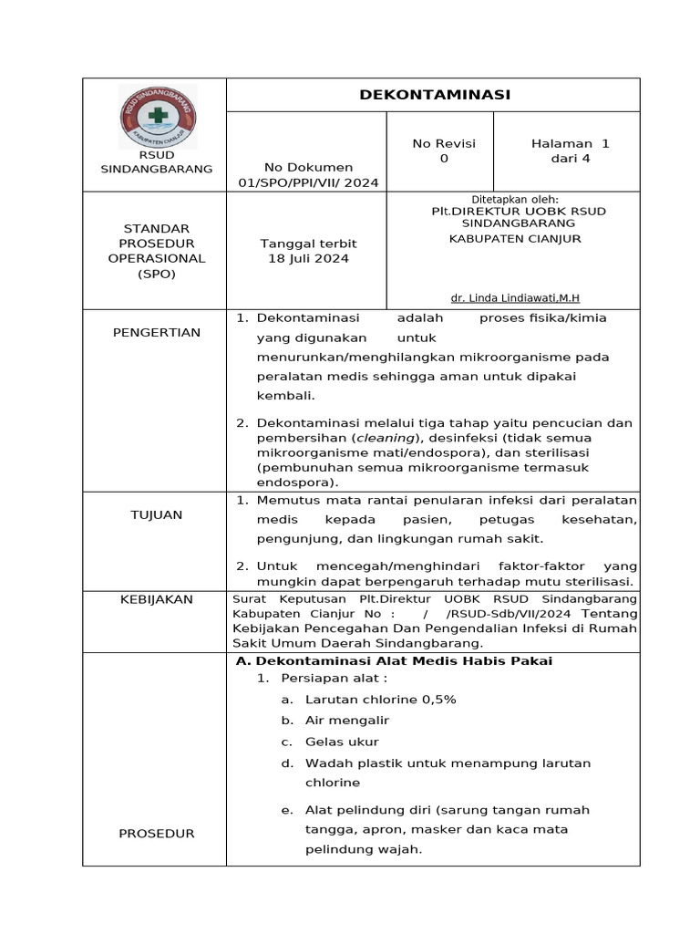 PPI 5 EP 1 SPO Dekontaminasi | PDF