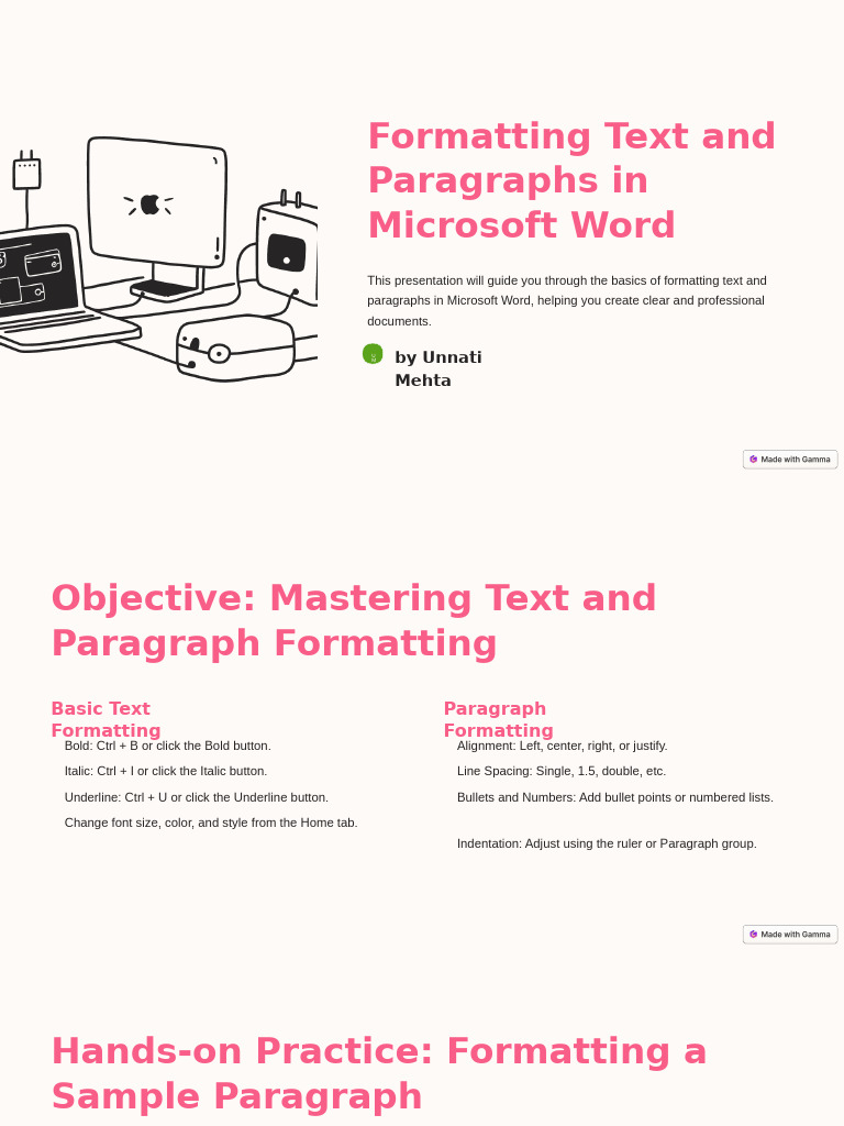 Formatting Text and Paragraphs in Microsoft Word | PDF | Paragraph ...