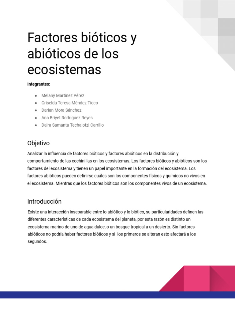 Los Factores Bióticos y Abióticos de Los Ecosistemas (1) | PDF | Ecosistema | Organismos