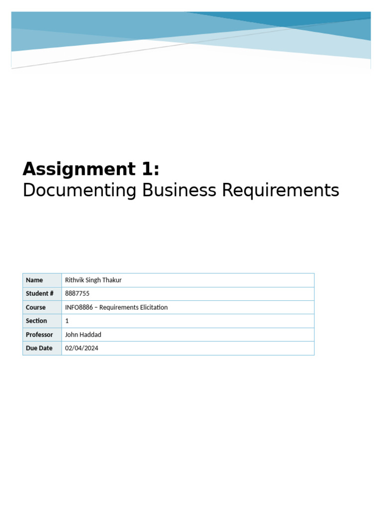W24 SEC1 Thakur, Rithvik INFO8886 Assignment 1 | PDF | Performance Indicator | Business