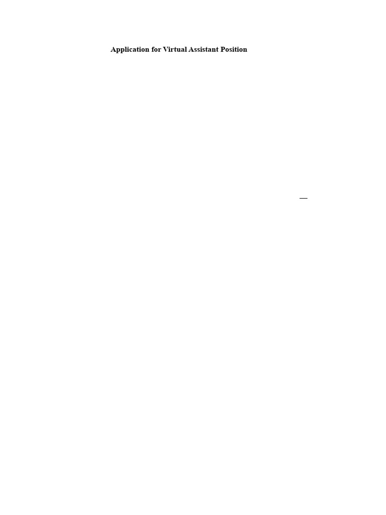 Cover Letter For Application For Virtual Assistant Position at ...