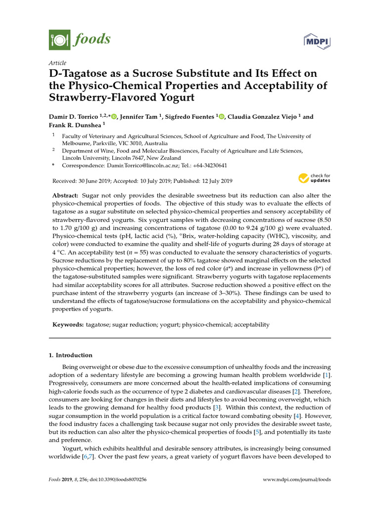D-Tagatose As A Sucrose Substitute and Its Effect On | PDF | Sugar ...