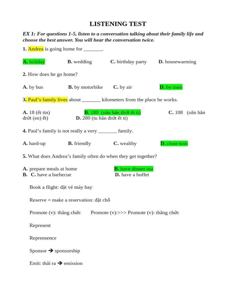 Listening Comprehension Test Guide | PDF