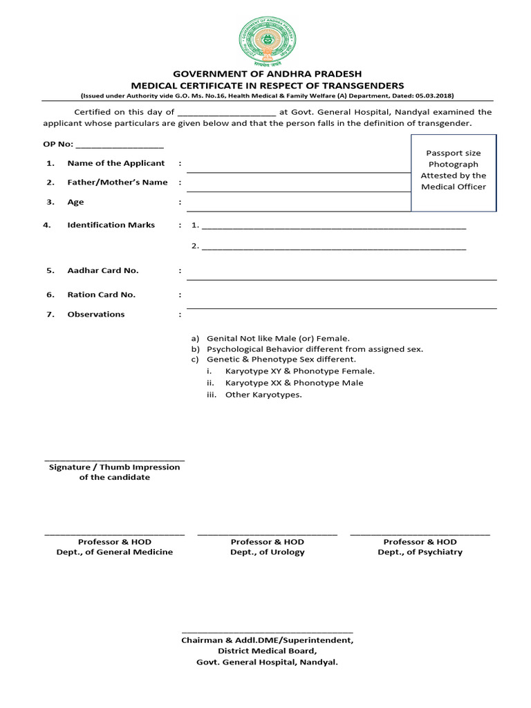 Transgenders Application form | PDF | Gender | Gender Studies
