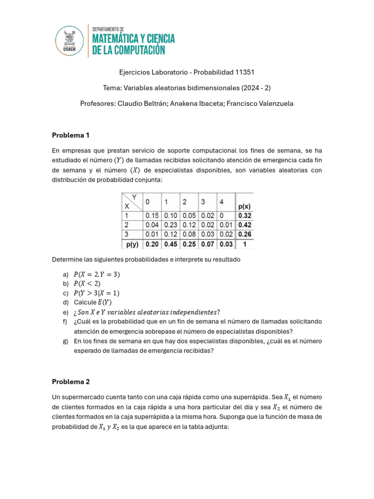 Lab 09 Probabilidad 11351 | PDF | Probabilidad | Variable aleatoria
