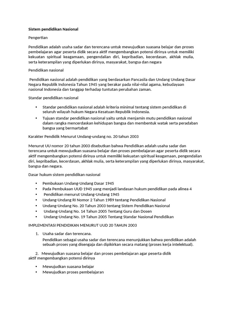 Sistem Pendidikan Nasional | PDF