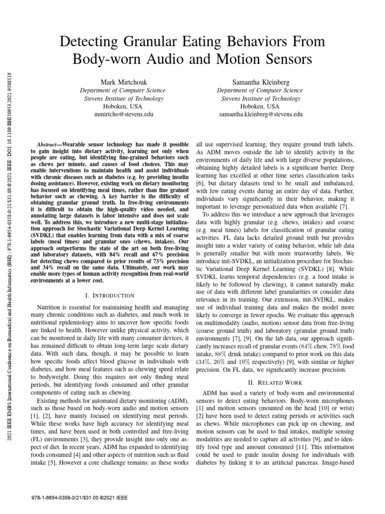 Detecting Granular Eating Behaviors From Body-Worn Audio and Motion ...