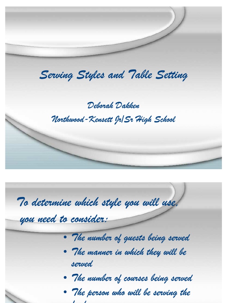 Serving Styles | PDF