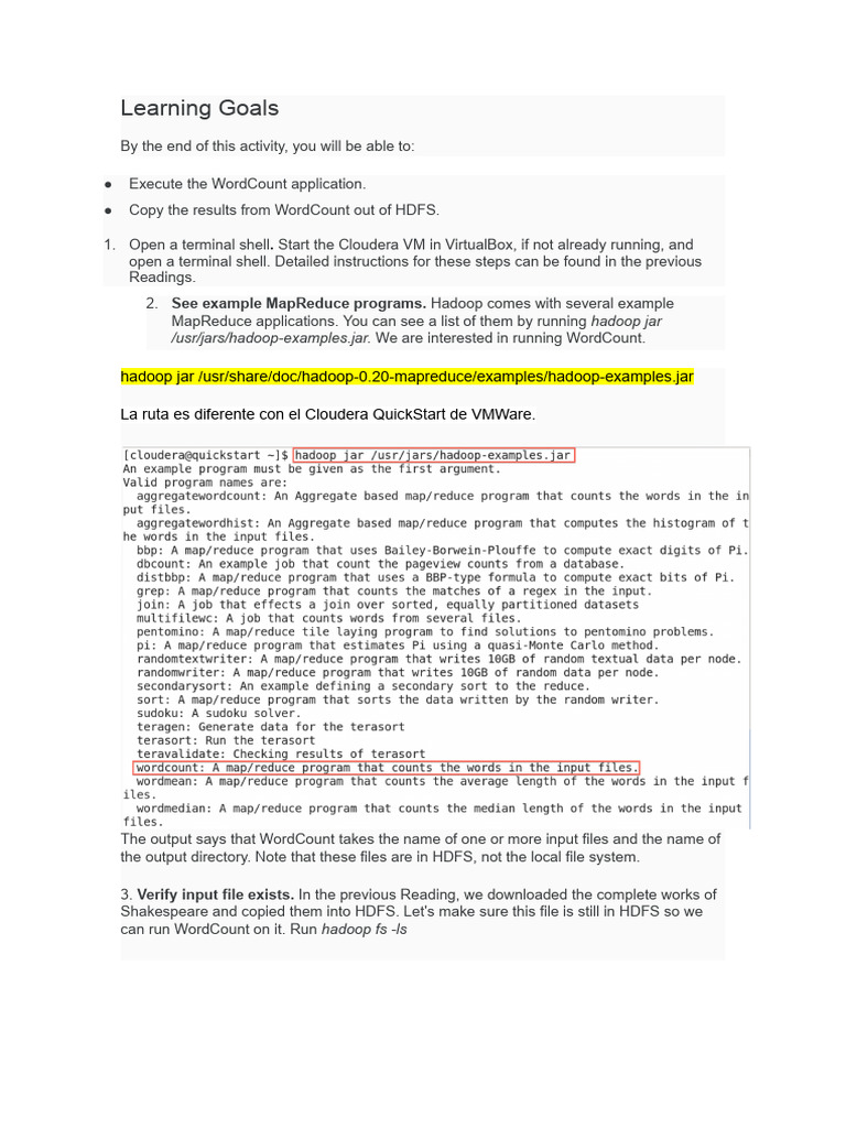 03 - Run The WordCount Program Instructions | PDF | Apache Hadoop | Map Reduce