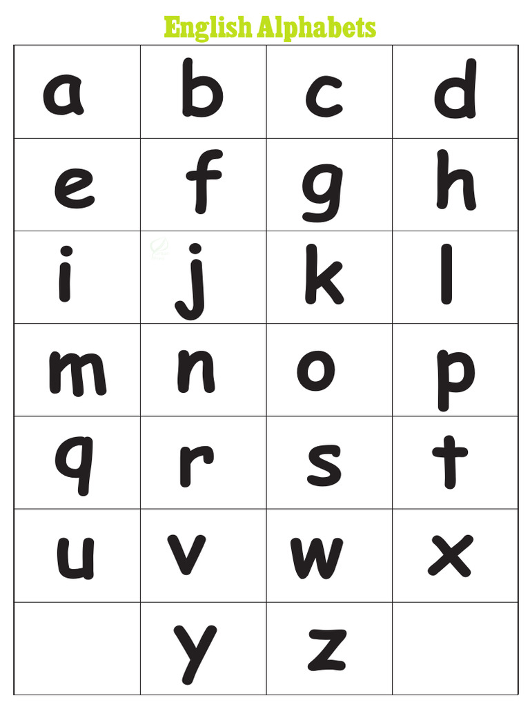 English Alphabets Simple Letters Card Without Picture | PDF