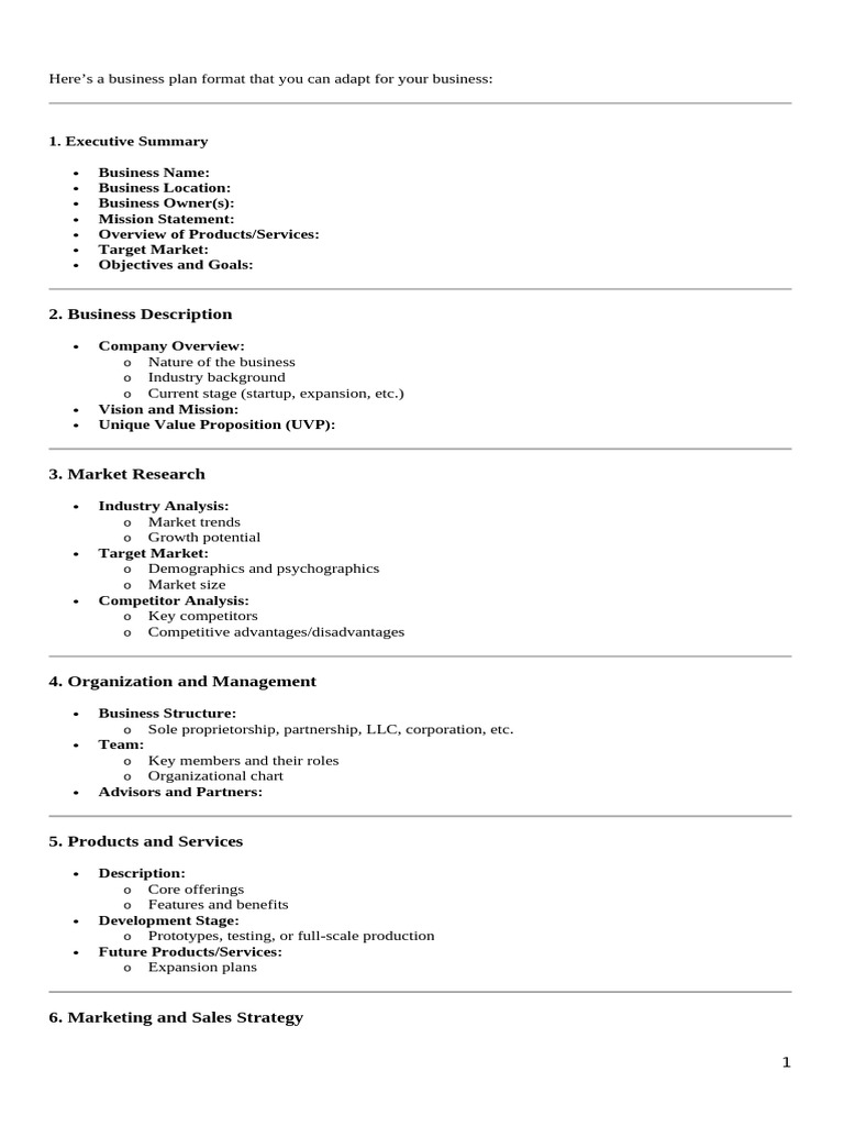 Comprehensive Business Plan Template | PDF | Business | Marketing