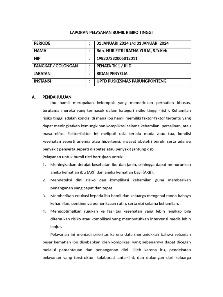 Bumil Risti Januari 2024 | PDF