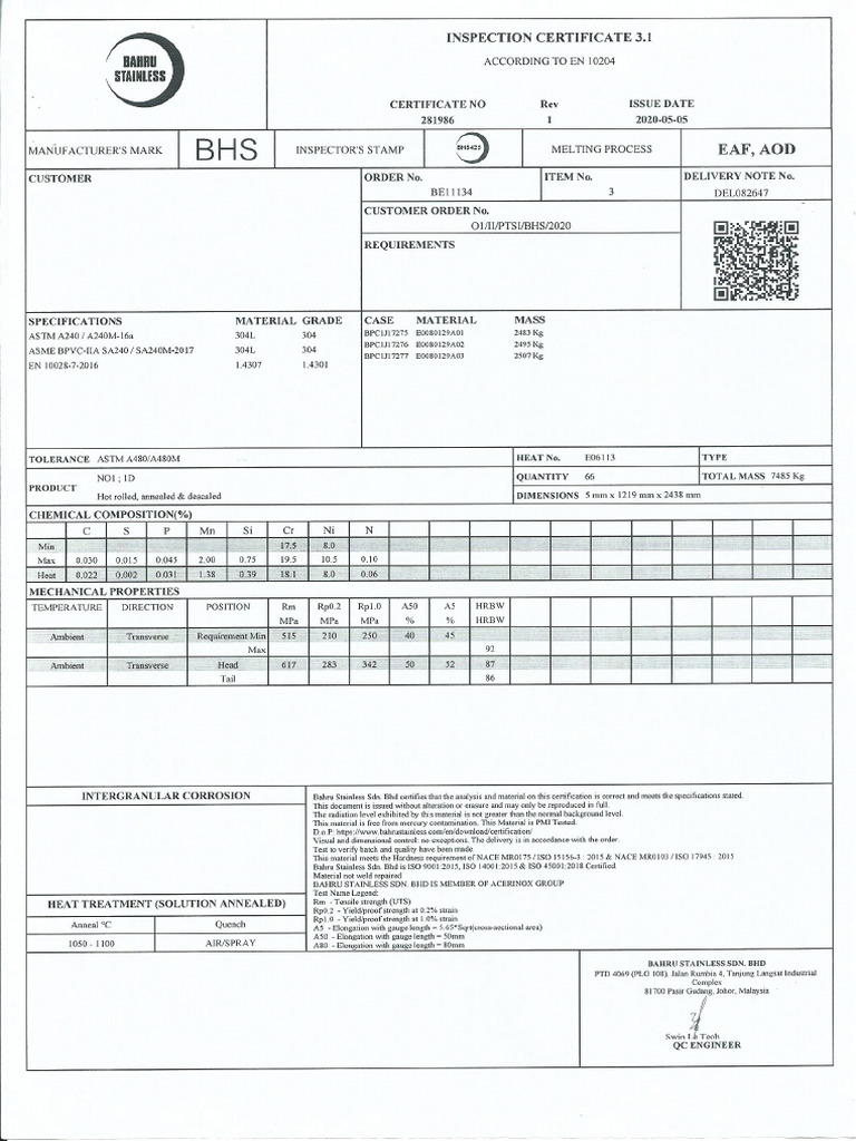 Plat SS304 5MM 4 X 8 Bhs.. | PDF