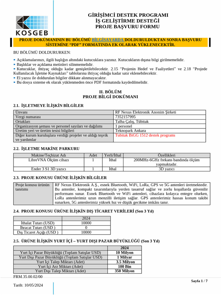 Is Gelistirme Destegi Proje Bilgi Dokumani | PDF