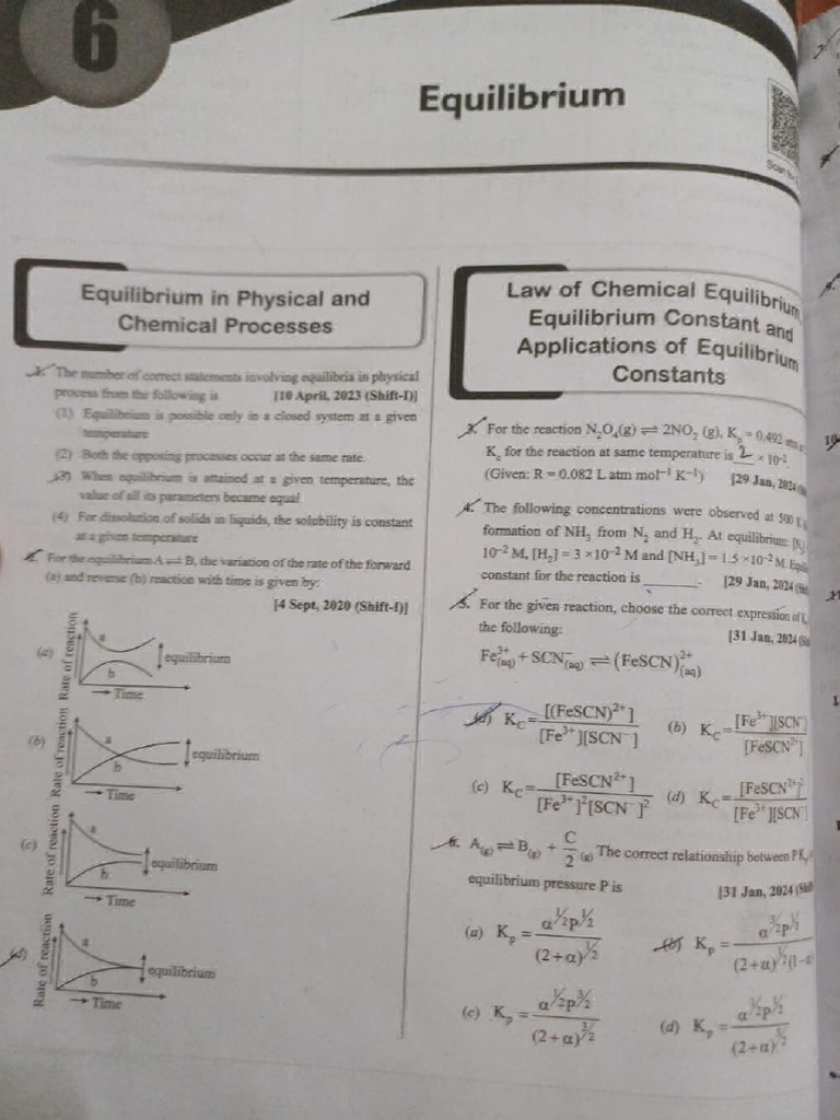 Equilibrium Pyqs | PDF | Chemical Equilibrium | Scientific Phenomena