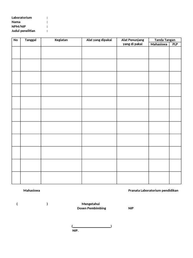 Form Bebas Lab | PDF
