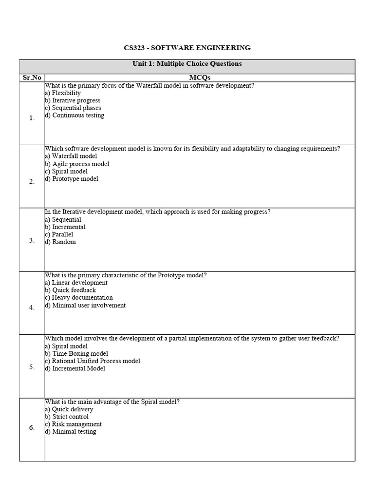 Se Mcq Booklet Pdf Software Testing Software Development Process 7328