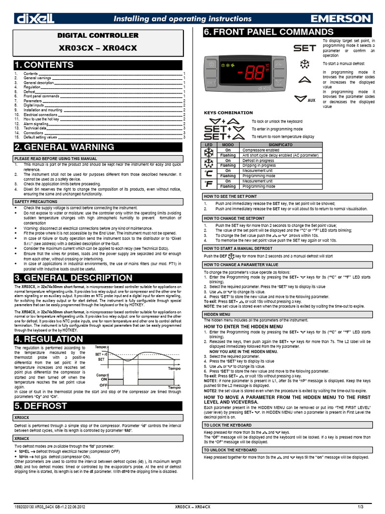 XR03 - 04CX GB r1.2 22.06.2012 | PDF | Parameter (Computer Programming) | Relay