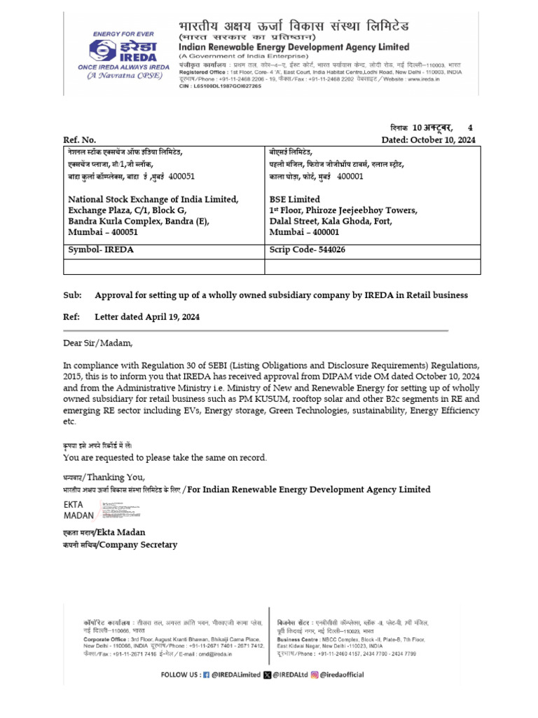 IREDA 10102024184141 Signedretailbusiness | PDF | Sustainable Energy ...
