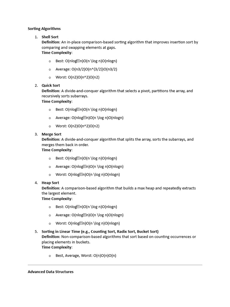 Sorting Algorithms | PDF | Time Complexity | Algorithms And Data Structures Sorting Algorithms | PDF | Time Complexity | Algorithms And Data Structures