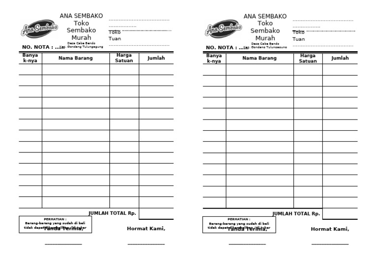 contoh-template-nota-percentakan-toko-sembako-word-1 | PDF