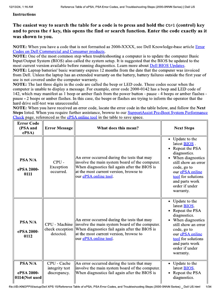 Dell XPS Codes | PDF