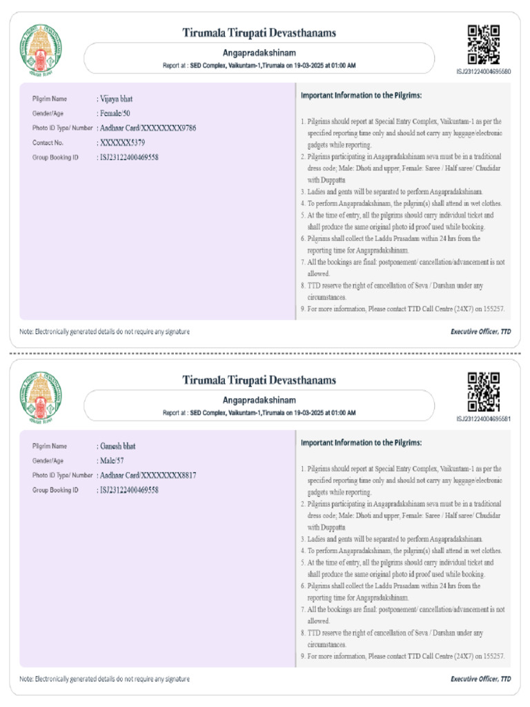 Angapradakshinam Receipt | PDF
