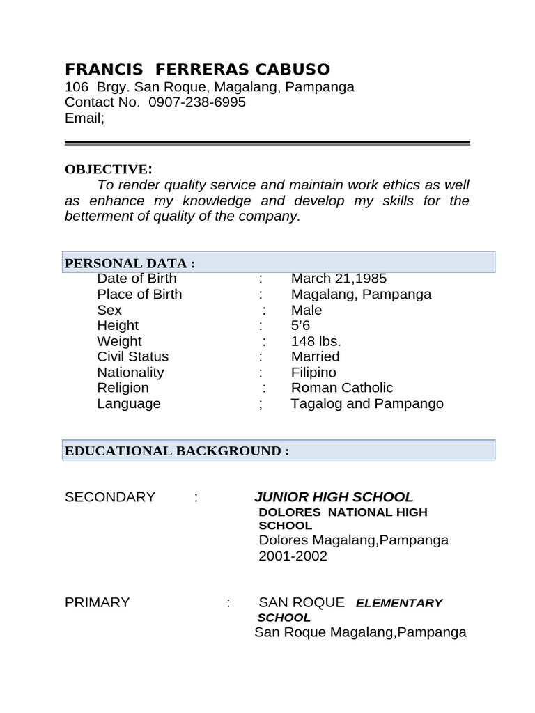 Maria Victoria Pamintuan Resume 4 | PDF