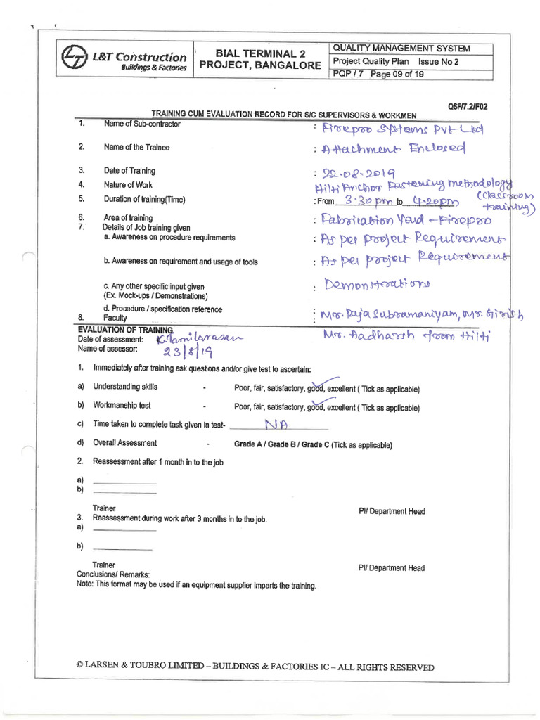 FPS-Hilti Anchor Fastener Training (2) 22.08.2019 | PDF