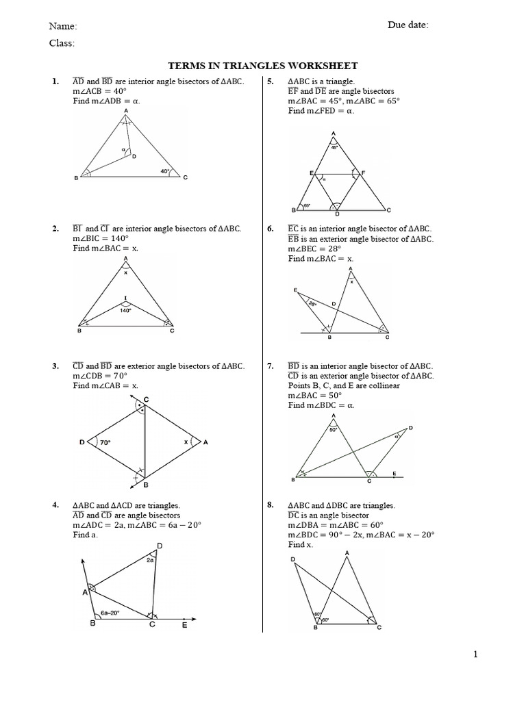 4) Terms in Triangles Worksheet - 2024-2025 | PDF | Triangle | Elementary Mathematics