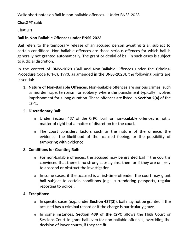 CRPC Questions (BNSS-2023) | PDF | Bail | Crimes