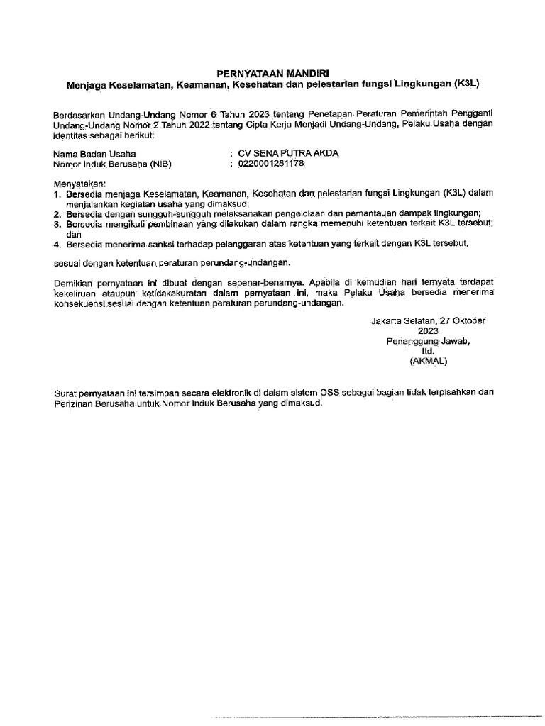 Contoh Dokumen Vendor | PDF