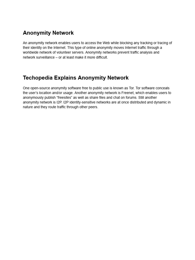 Anonymity Network | PDF