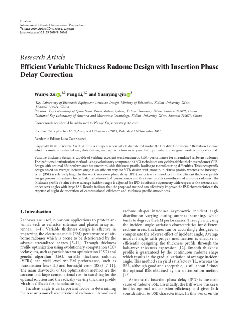 Efficient Variable Thickness Radome Design With in | PDF | Antenna ...