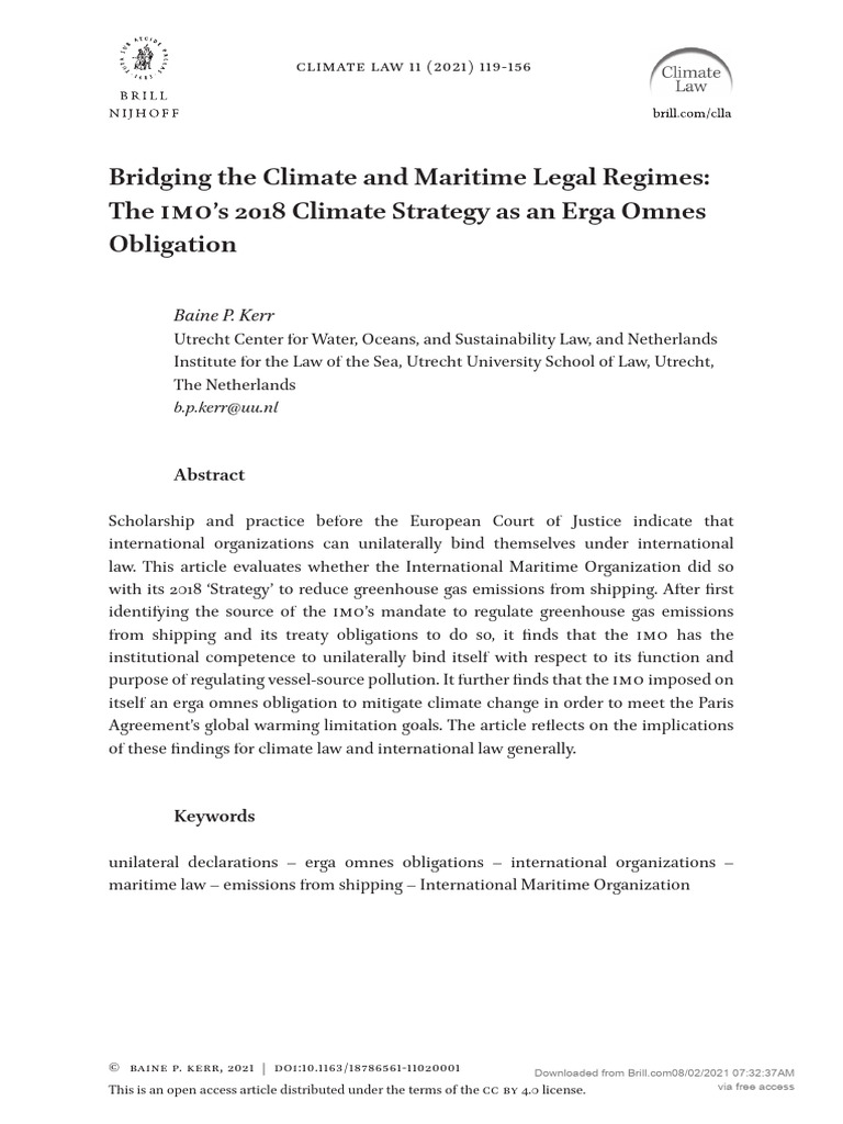 Bridging The Climate and Maritime Legal Regimes The IMO's 2018 Climate ...
