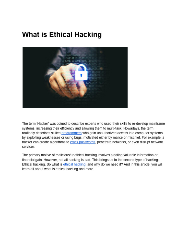 Ethical Hacking Pdf Security Hacker White Hat Computer Security
